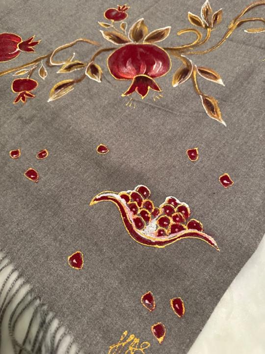 Gray pomegranate scarf from Armenia | Powered by Givergy