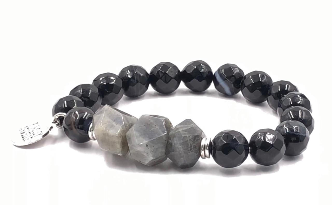 Chunky Labradorite & Obsidian Bracelet | Powered by Givergy